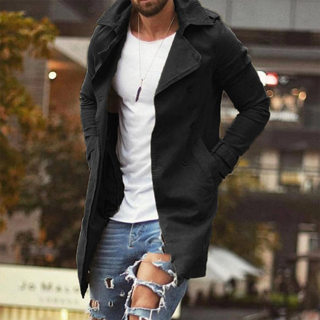 Stylish Black Men's Trench Coat, Slim Fit - Perfect for Autumn – Modish ...