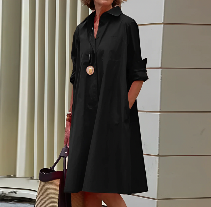 Elegant Rolled-Up Sleeves Shirt Dress for Women – Modish World